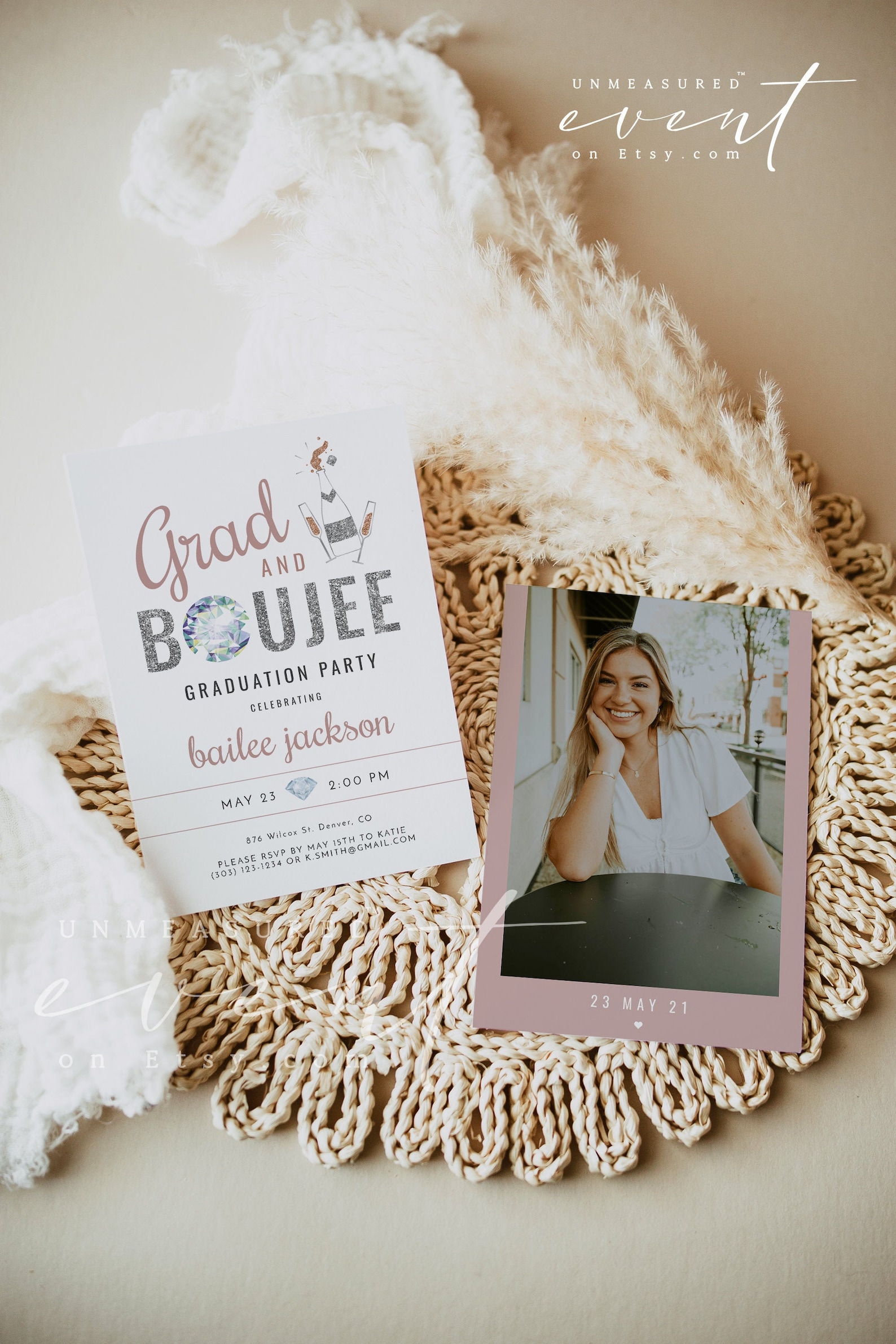 GENNA Grad and Boujee Invitation Template Graduation Party - Etsy