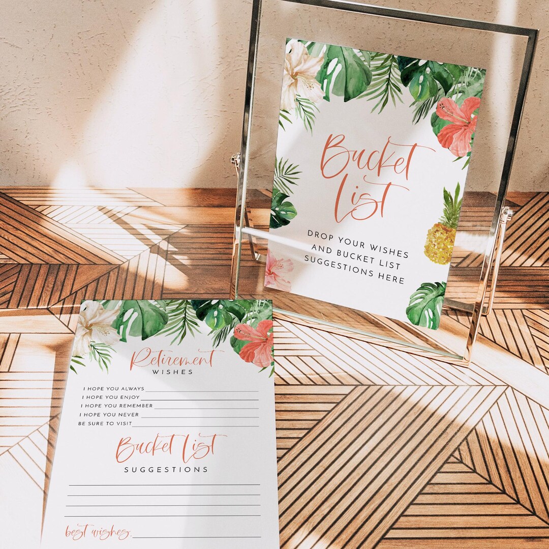 Retirement Bucket List, Tropical Retirement Wishes Card, Pink Hibiscus ...