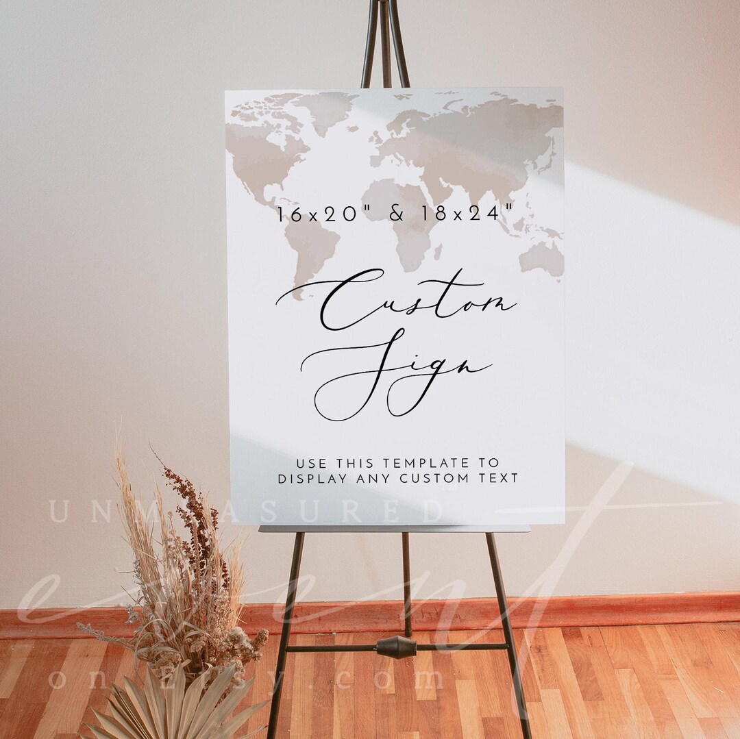 Watercolor Map Custom Wedding Sign, Destination Wedding Sign Bundle ...