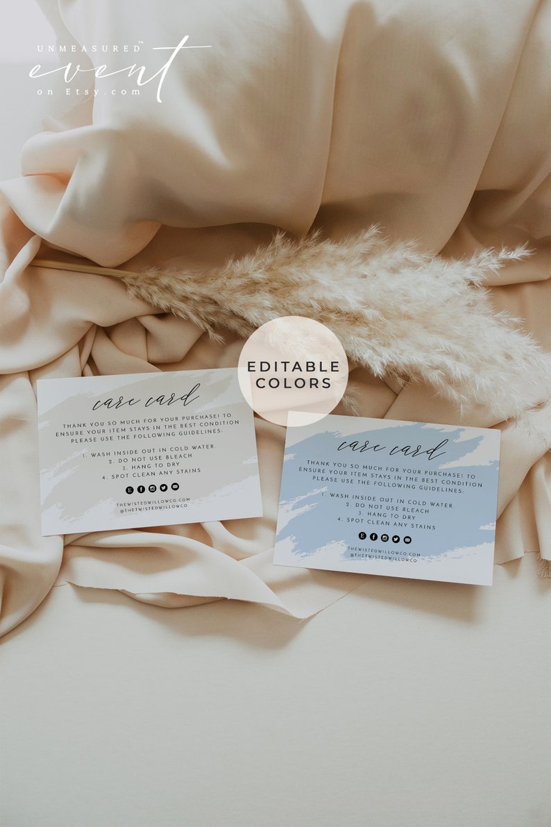 GRETCHEN Small Business Care Card Template Blush Care Card - Etsy