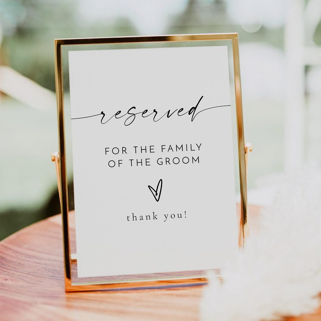 Minimalist Reserved Sign Template, Modern Reserved Seating Sign ...