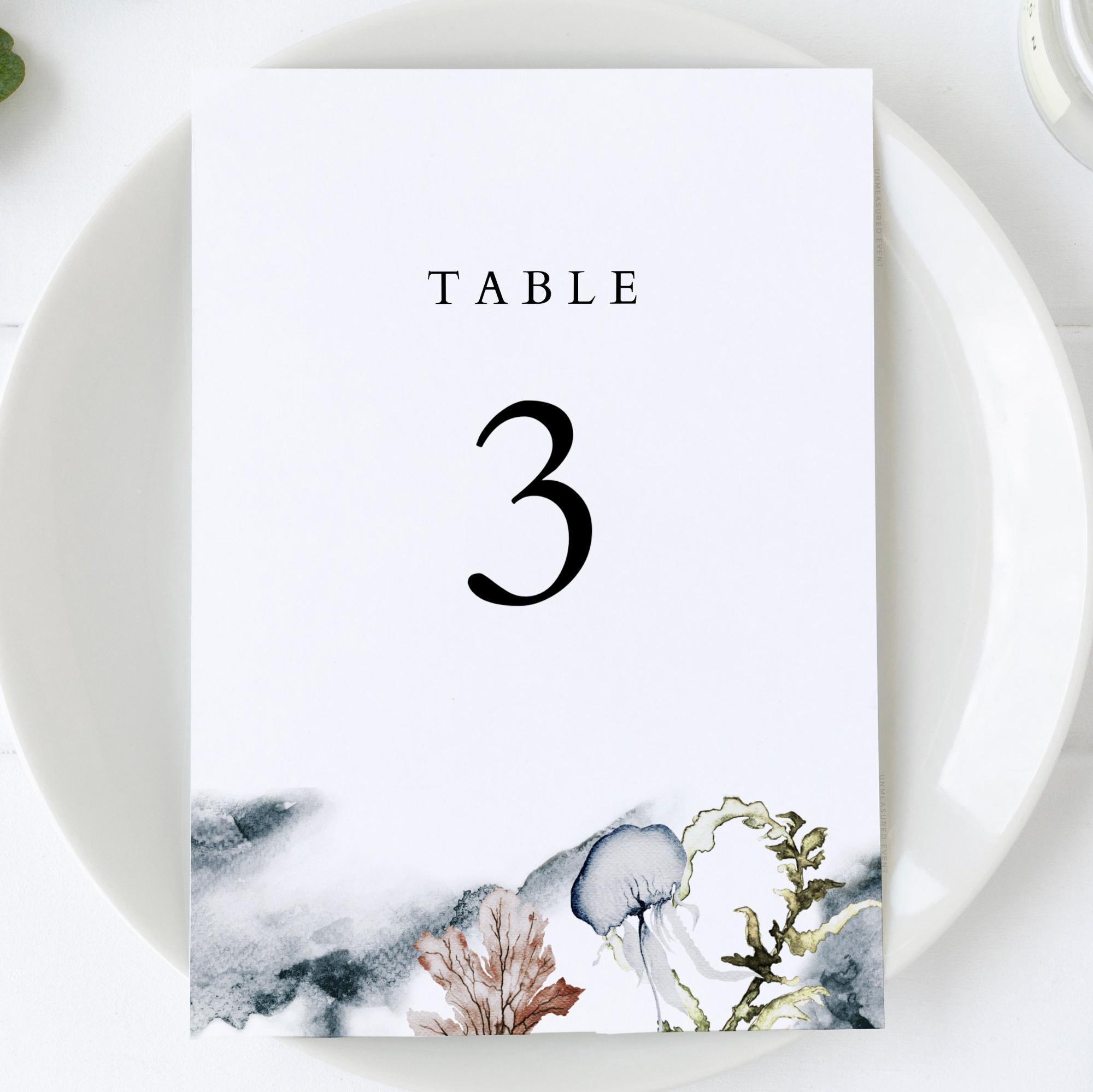 Ocean Table Number Template, Beach Wedding Table Number Printable ...