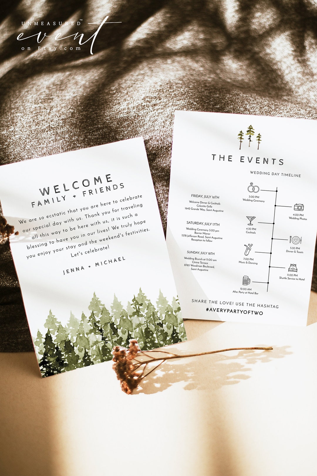 JENNA Wedding Welcome Letter Template, Wedding Timeline Card, Welcome ...