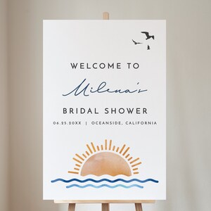 OCEANSIDE Surf Bridal Shower Welcome Sign Template Tropical Beach ...