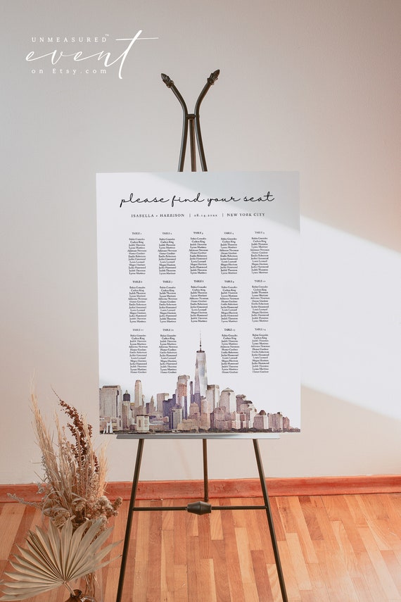 NEW YORK CITY Seating Chart Template Watercolor Nyc Skyline - Etsy