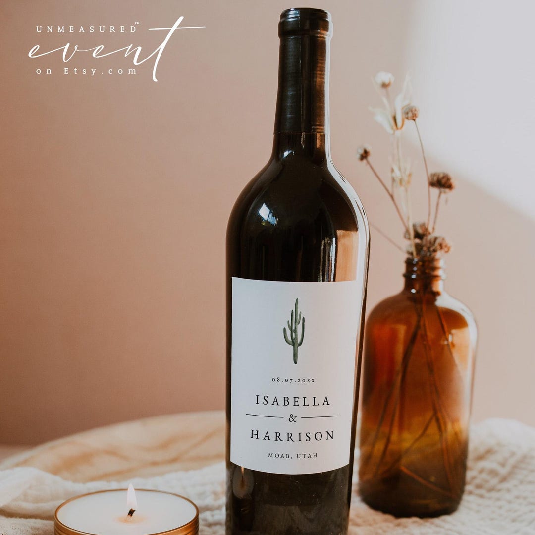 Cactus Wine Bottle Label Template, Cactuswedding Wine Bottle Labels ...