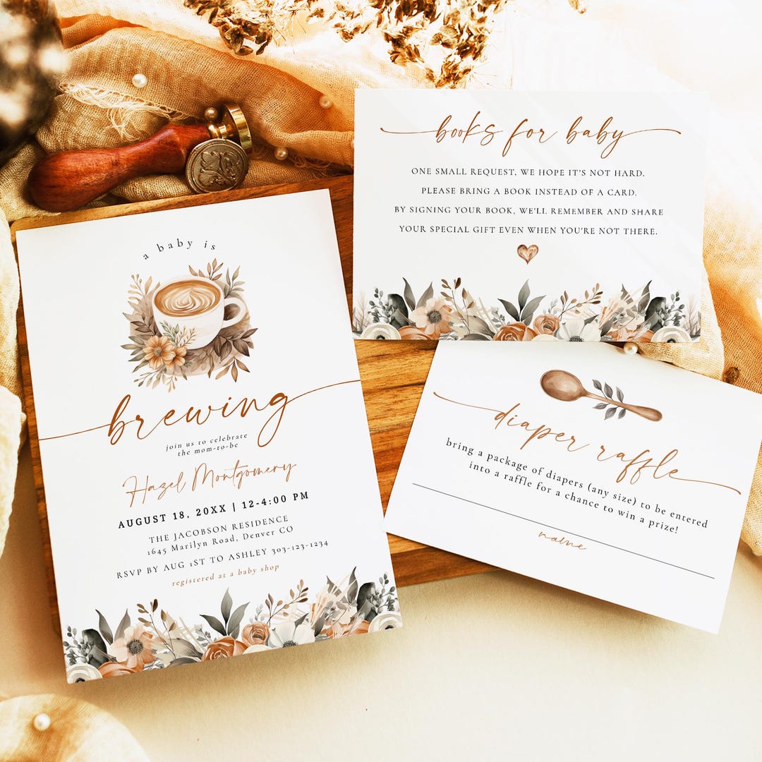 Coffee Baby Shower Invitation Template, Baby is Brewing Baby Shower ...
