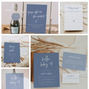 MARLO Minimalist Dusty Blue Celebrity Baby Names Baby Shower Game ...