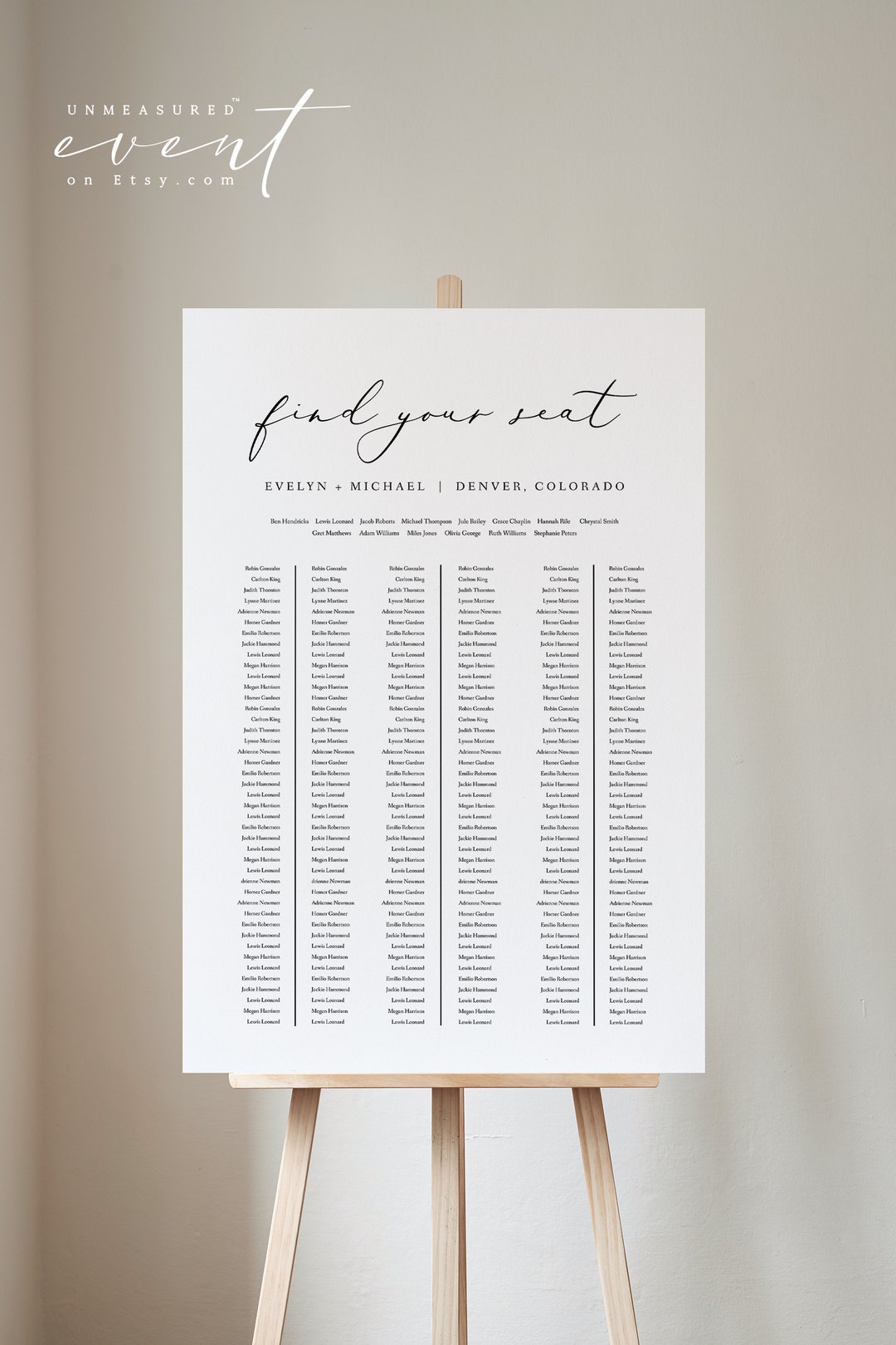 EVELYN Banquet Table Seating Chart, Micro Wedding Seating Chart ...