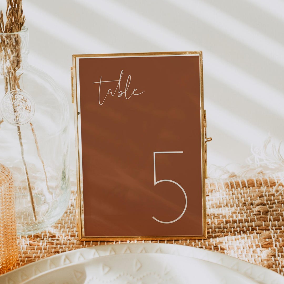 Modern Bohemian Table Numbers Printable, Mustard Table Number, Fall ...