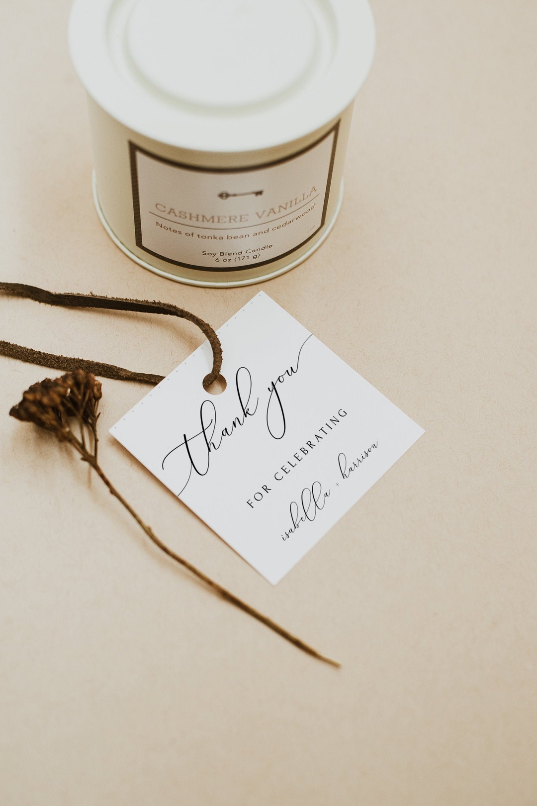 Square Calligraphy Thank You Tag Template, Square Favor Tag Template ...