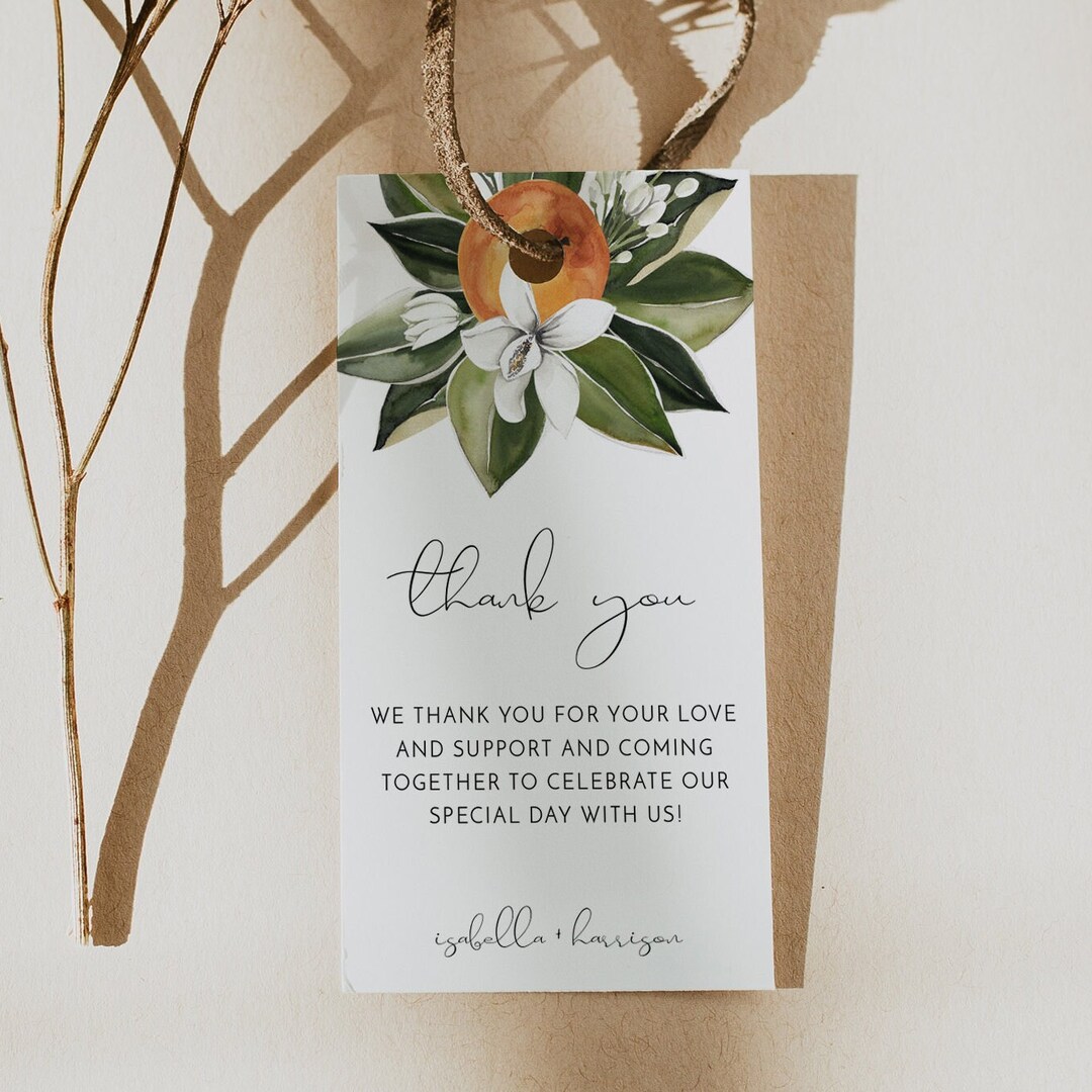 Orange Wedding Favor Tag Template, Orange Blossom Favor Tags ...