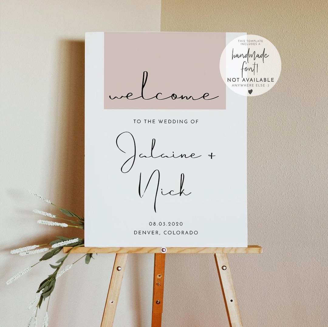 Blush Wedding Welcome Sign Template, Mauve Wedding Welcome Sign ...