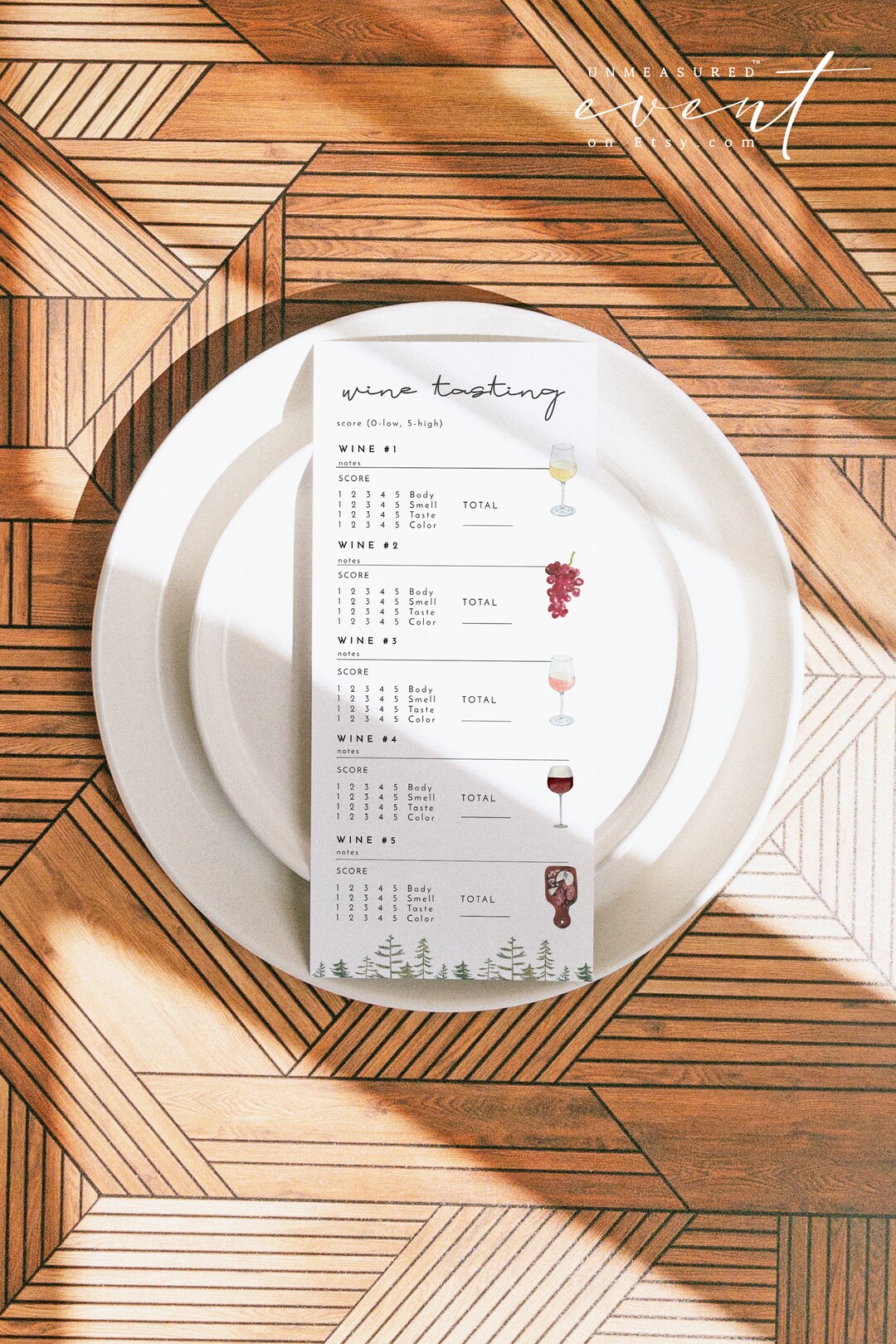 TIMBER Wine Tasting Cards, Wine Tasting Score Card, Wine Tasting ...