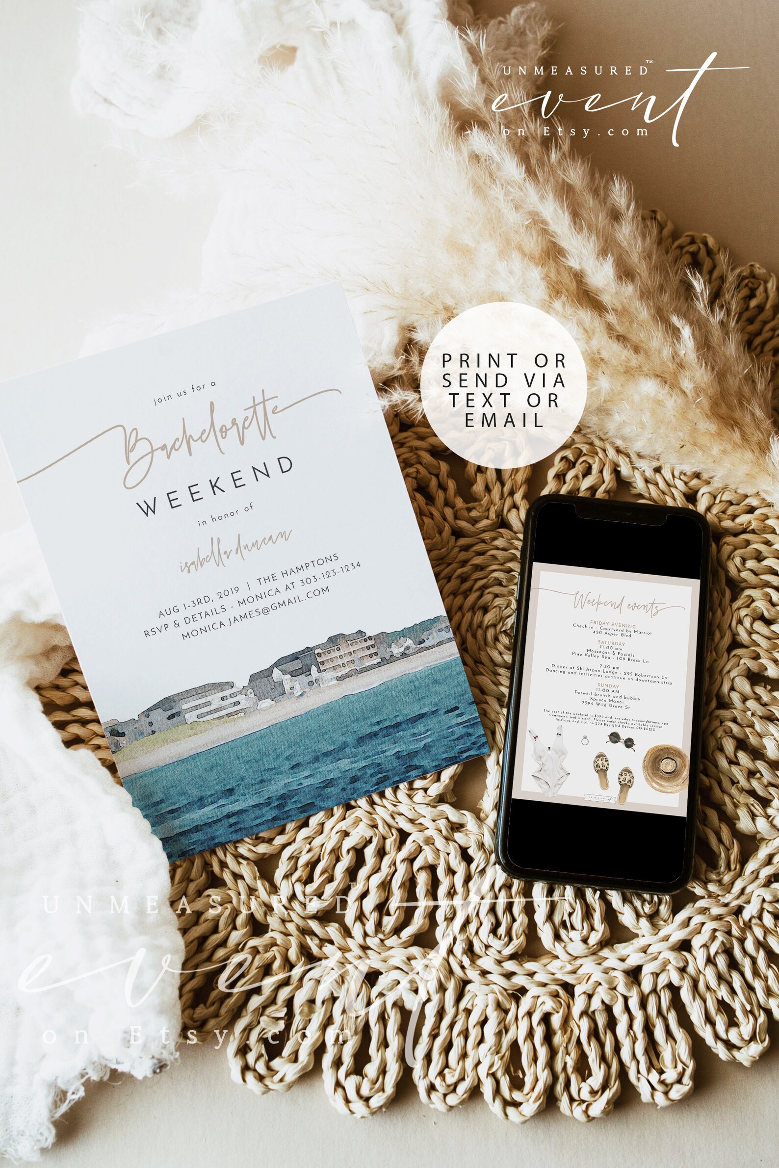 THE HAMPTONS Bachelorette Invitation & Itinerary Template - Etsy