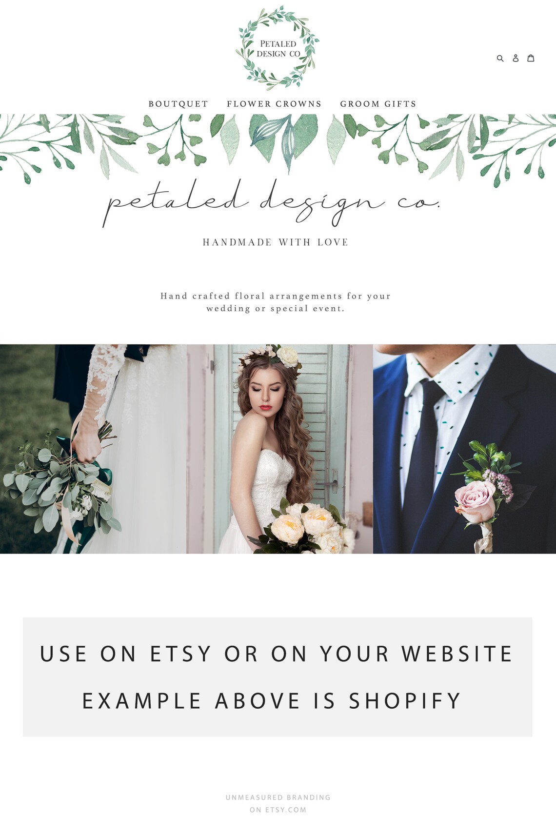 ELLIE Watercolor Greenery Etsy Shop Branding Ki Templates - Etsy