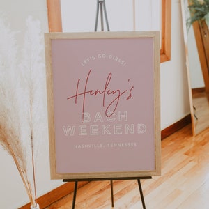 HENLEY Bachelorette Welcome Sign Template Edgy Pink and Red ...
