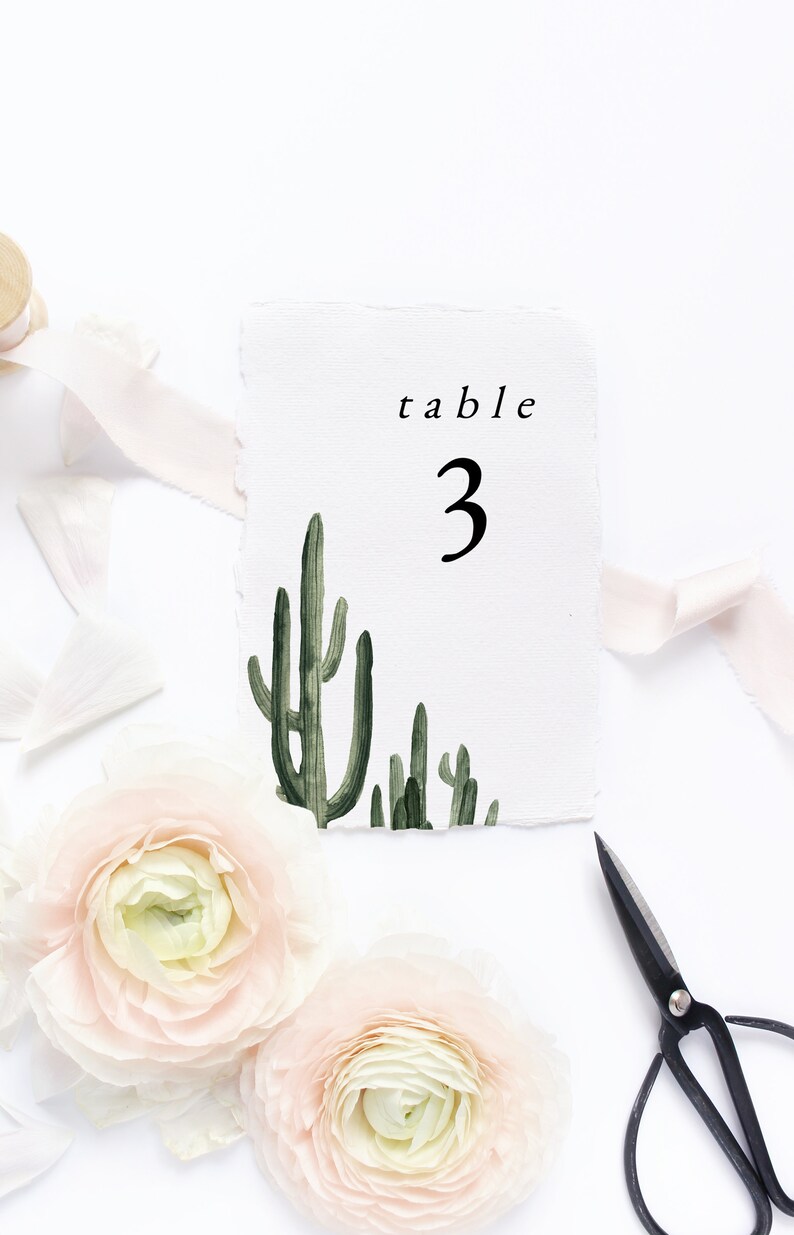 ELEANOR Cactus Table Numbers Template Desert Wedding Table | Etsy