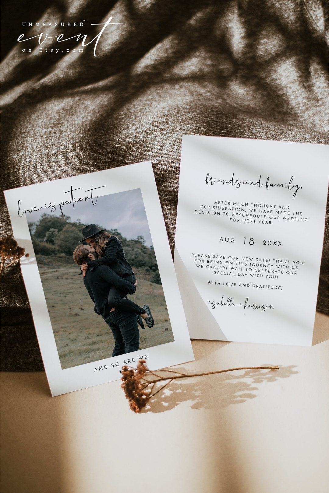 ADELLA Minimalist Photo Change of Plans Announcement, Double-sided ...