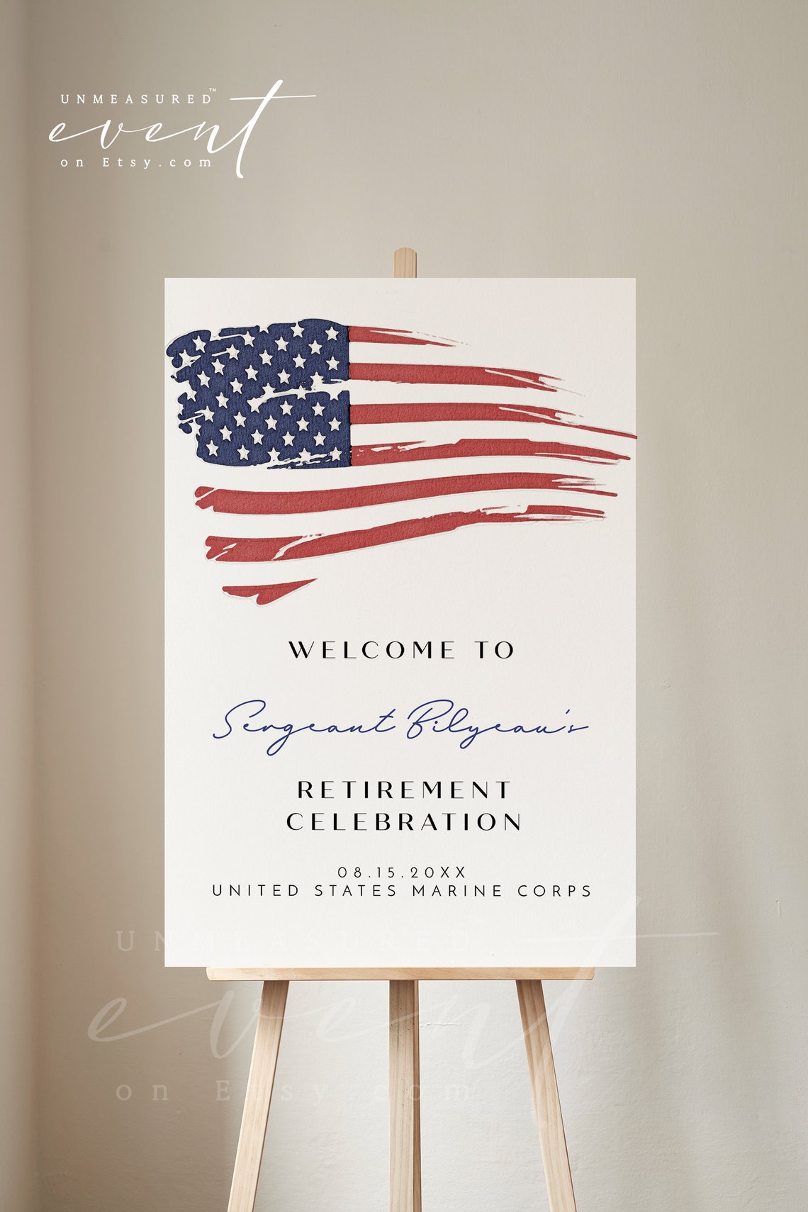 AMERICAN FLAG Retirement Party Welcome Sign Template, Army Retirement ...