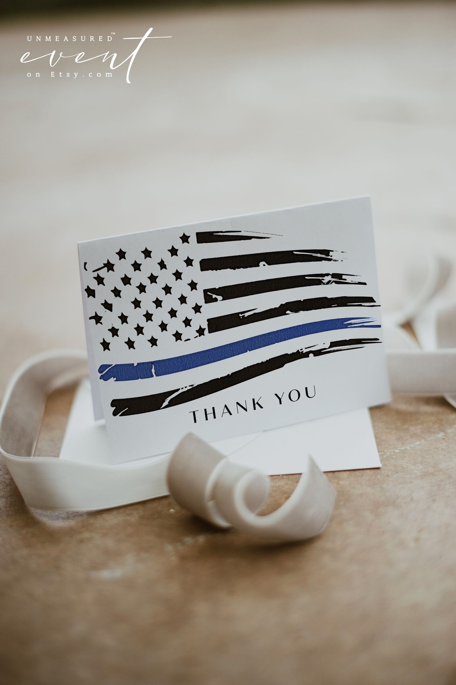 Police Thank You Card Template Printable Thin Blue Line Thank - Etsy
