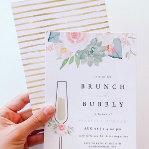 FINLEY | Blush Champagne Brunch and Bubbly Invitation Template, Peach ...