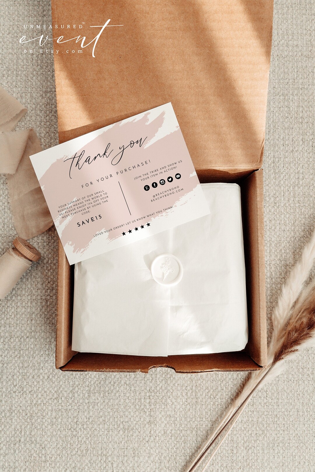 GRETCHEN Modern Blush Pink Splash Small Business Thank You Package ...