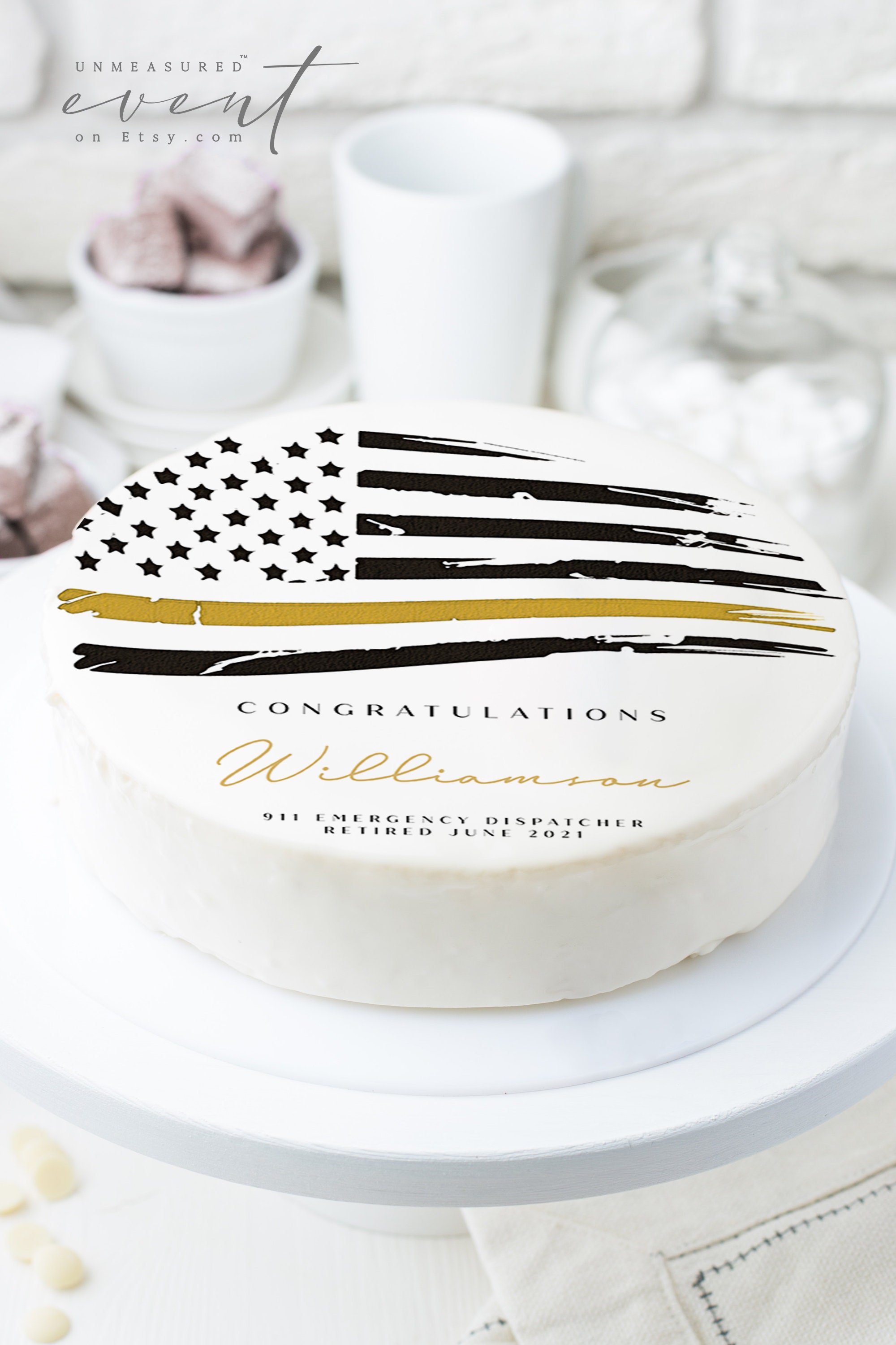 Thin Gold Line Cake Topper TEMPLATE Dispatcher Retirement | Etsy