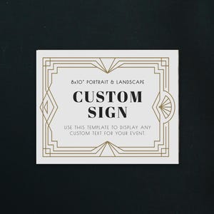 Art Deco Wedding Custom 8x10" Sign Template, 20's Themed Wedding ...