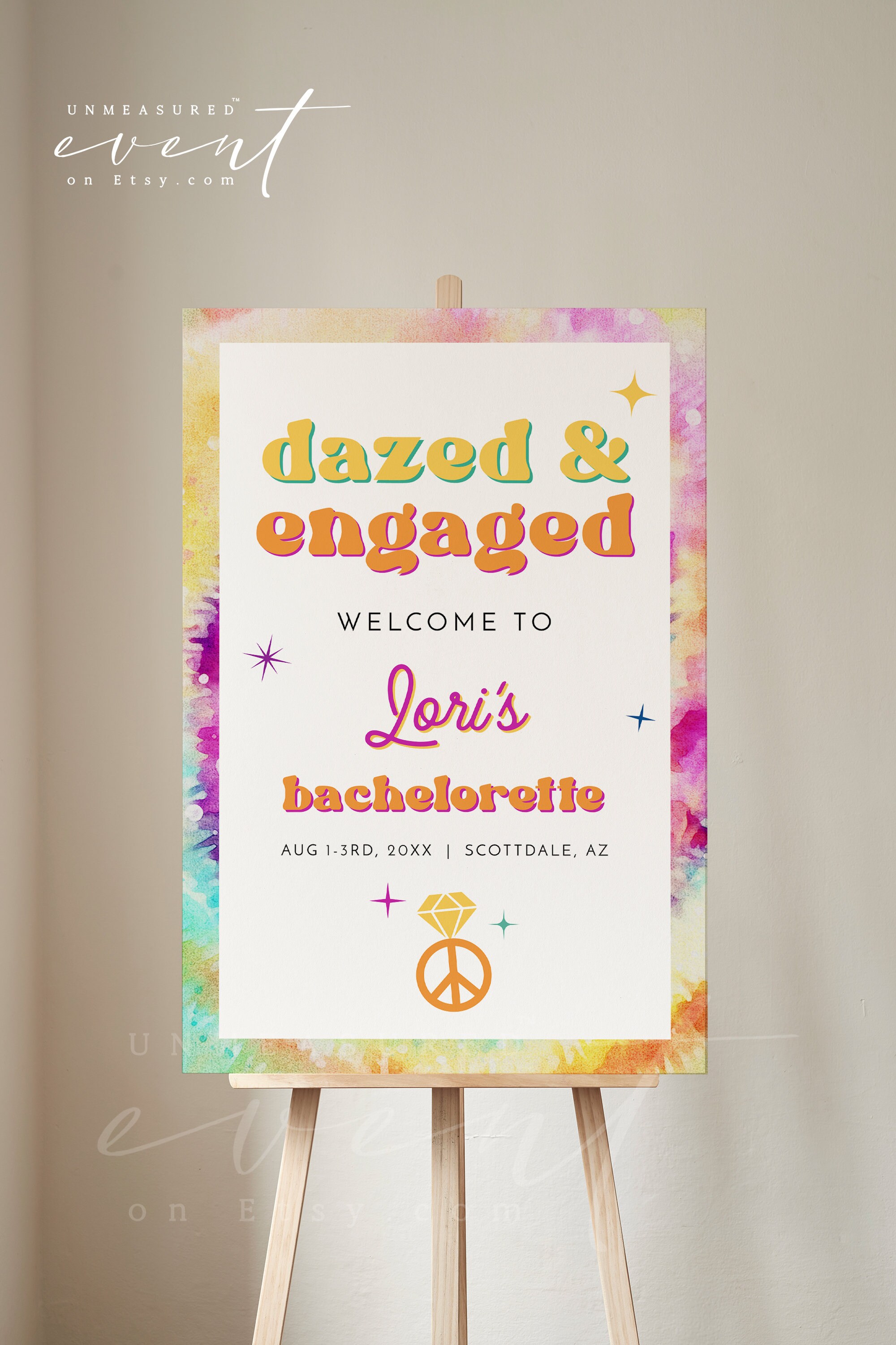 LORI Bachelorette Welcome Sign Template Tie Dye Bachelorette - Etsy