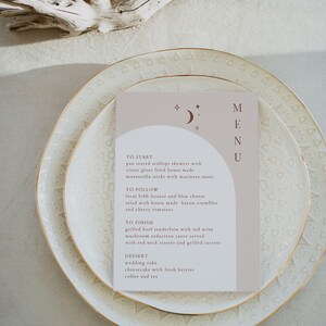CELESTE Arched Wedding Menu Template, Moon Menu Printable, Celestial ...