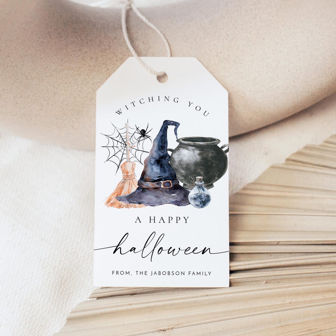 Halloween Gift Tag Template, Witching You A Happy Halloween Tag ...