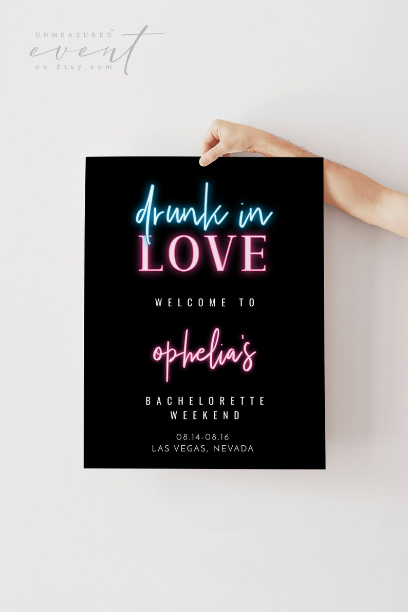 LOLA Bachelorette Welcome Sign Drunk in Love Neon - Etsy