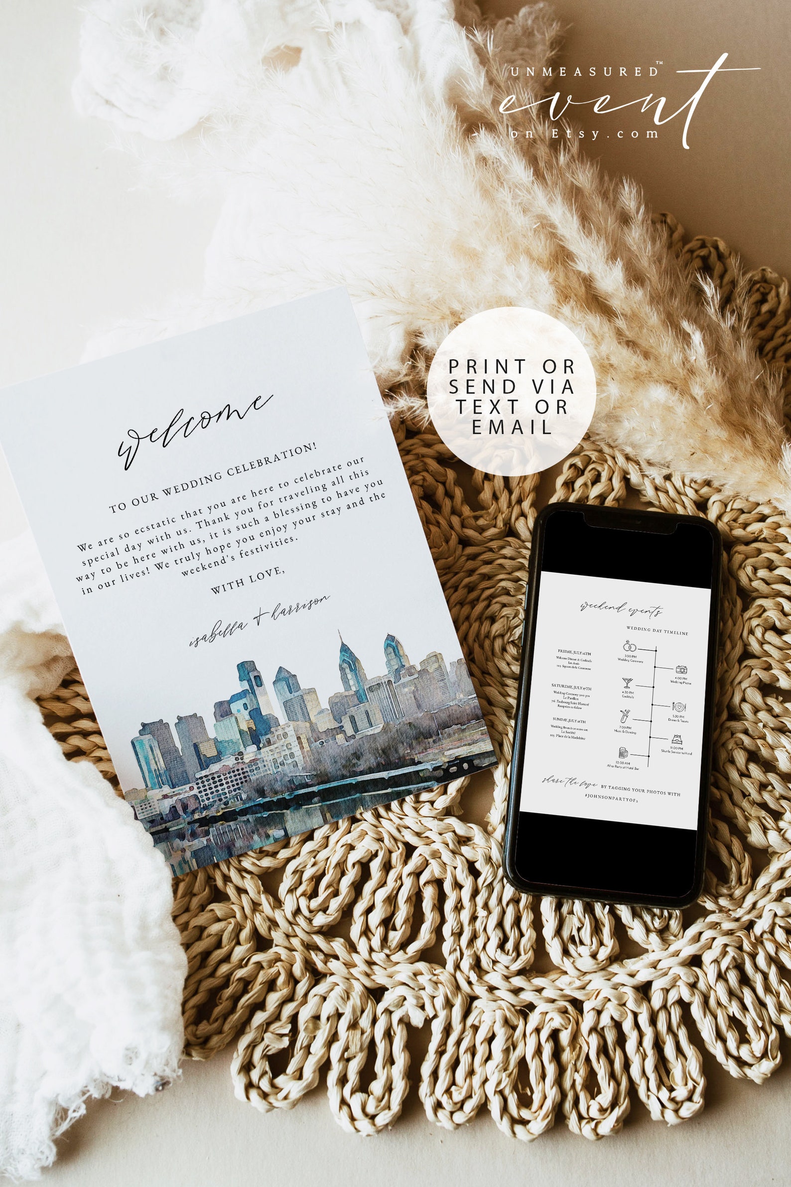 PHILADELPHIA Wedding Welcome Letter Template, Philadelphia Skyline ...