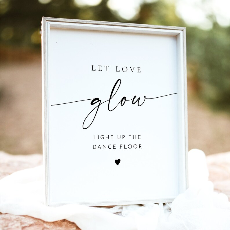 Let Love Glow Sign, Wedding Send off Sign Printable, Modern Wedding ...