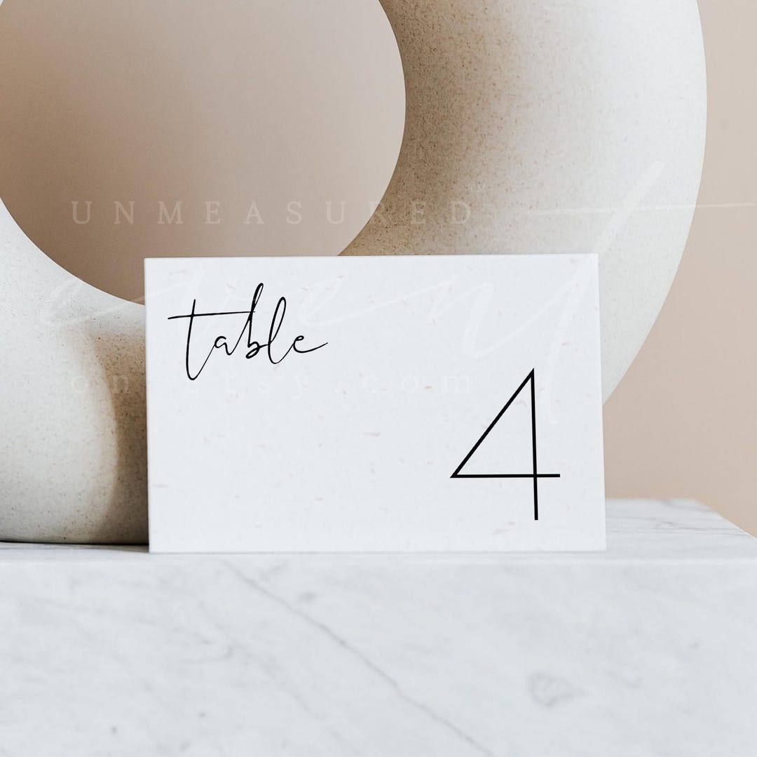 Minimalist Wedding Table Number Template, Wedding Table Number Signs ...