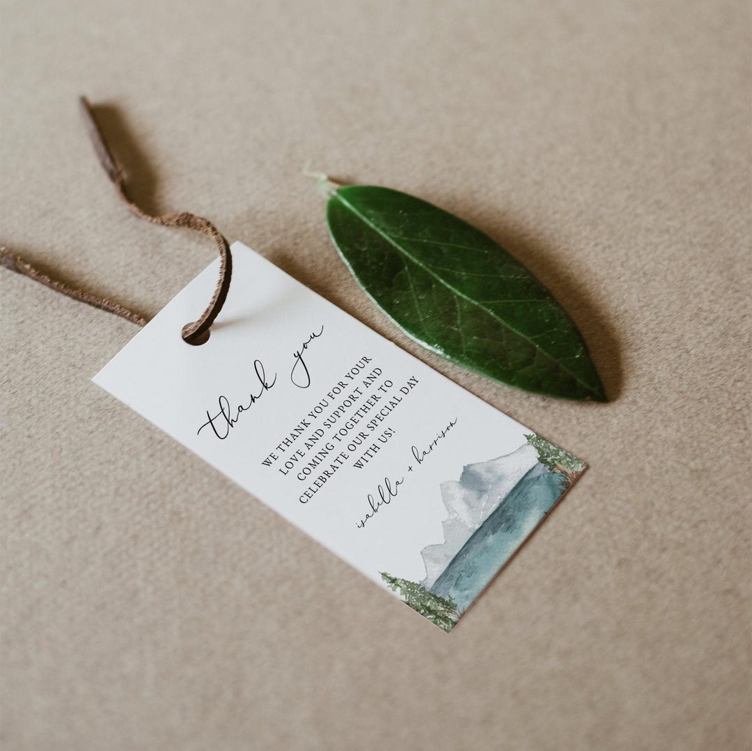 Mountain Wedding Favor Tag Template, Mountain Lake Favor Tags ...