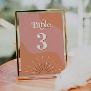 Retro Wedding Table Number Template, 70's Themed Table Numbers ...