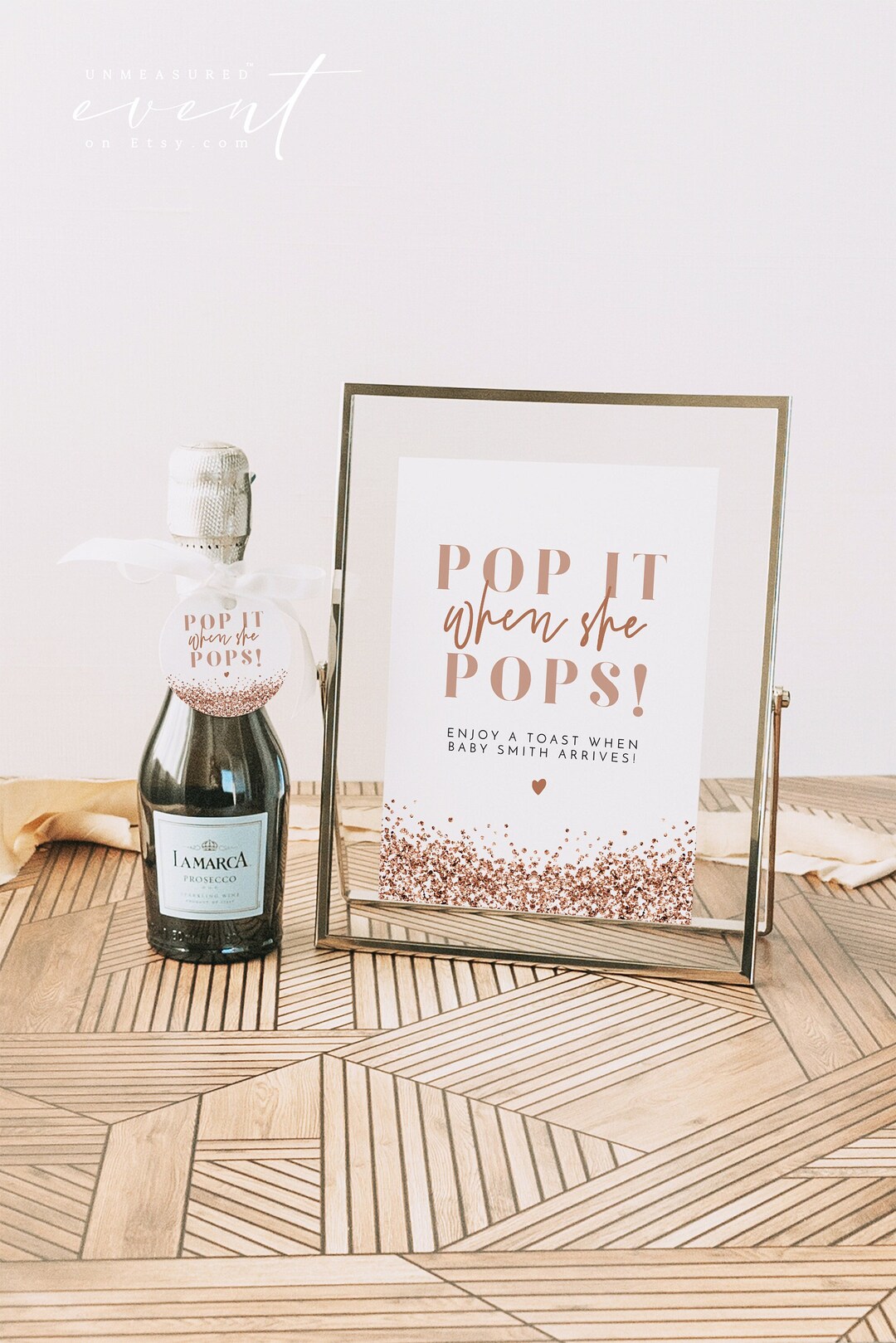 REGINA Pop It When She Pops Sign and Tag, Baby Shower Champagne Favor ...