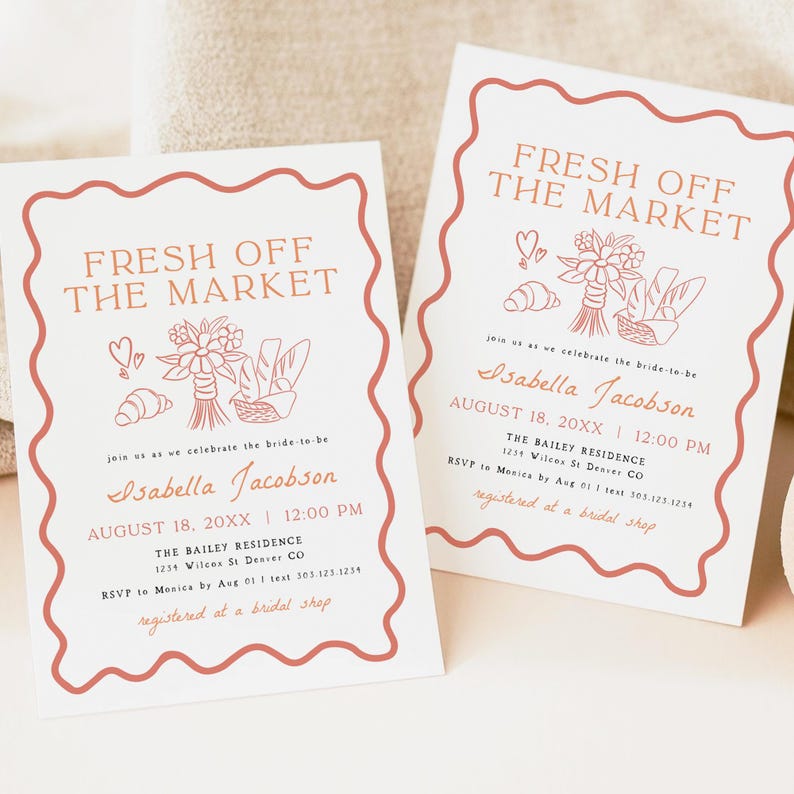 ELIZA Fresh off the Market Bridal Shower Invitation Template, Whimsical ...