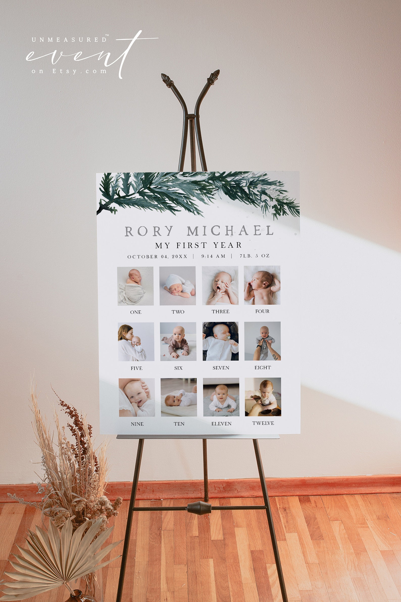 RORY Rustic Winter Pine Photo Baby Milestone Sign Winter Onderland ...