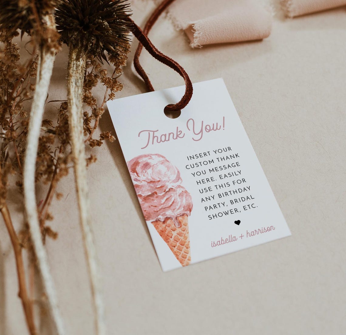 Ice Cream Favor Tag Template, Printable Ice Cream Party Favor Tag ...