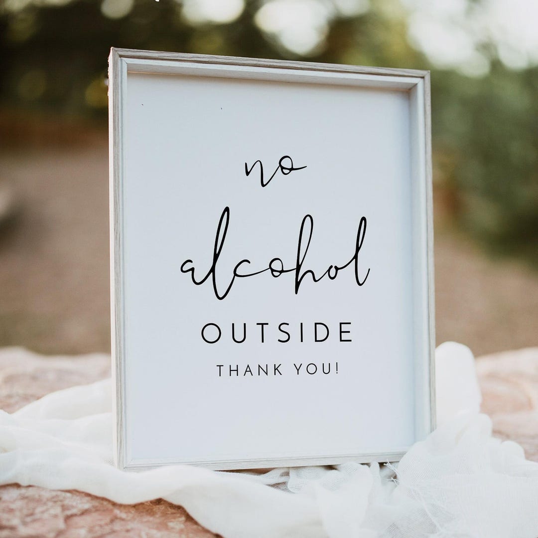 No Alcohol Outside Sign Printable, Modern Minimalist Wedding Sign, Baby ...