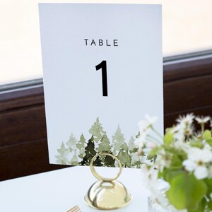 Rustic Pine Tree Table Number Template, Wedding Table Numbers ...