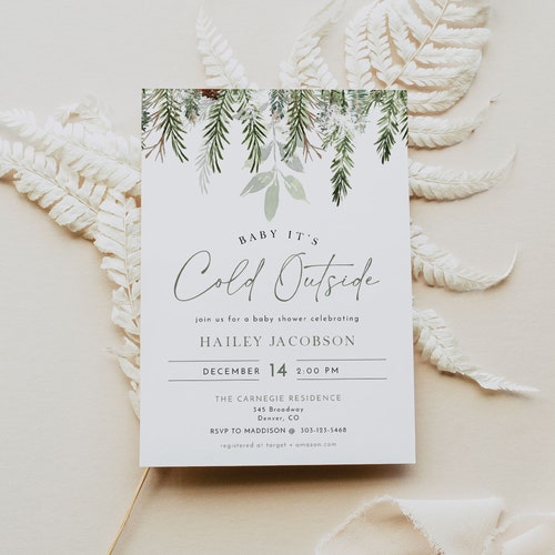 Winter Baby Shower Invitation Template Baby It's Cold - Etsy