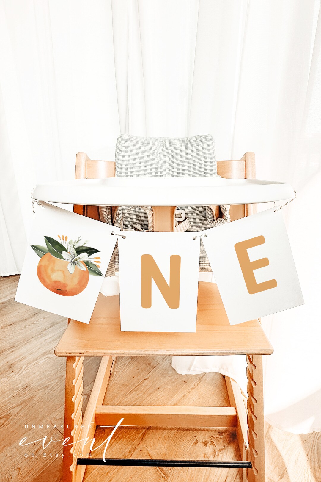 ONE High Chair Banner, Little Cutie First Birthday Banner, Clementine ...