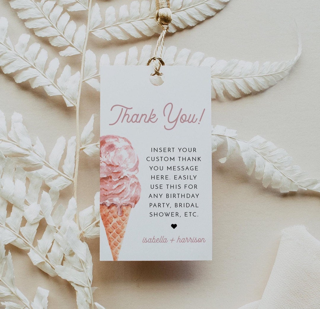 Ice Cream Favor Tag Template, Printable Ice Cream Party Favor Tag ...