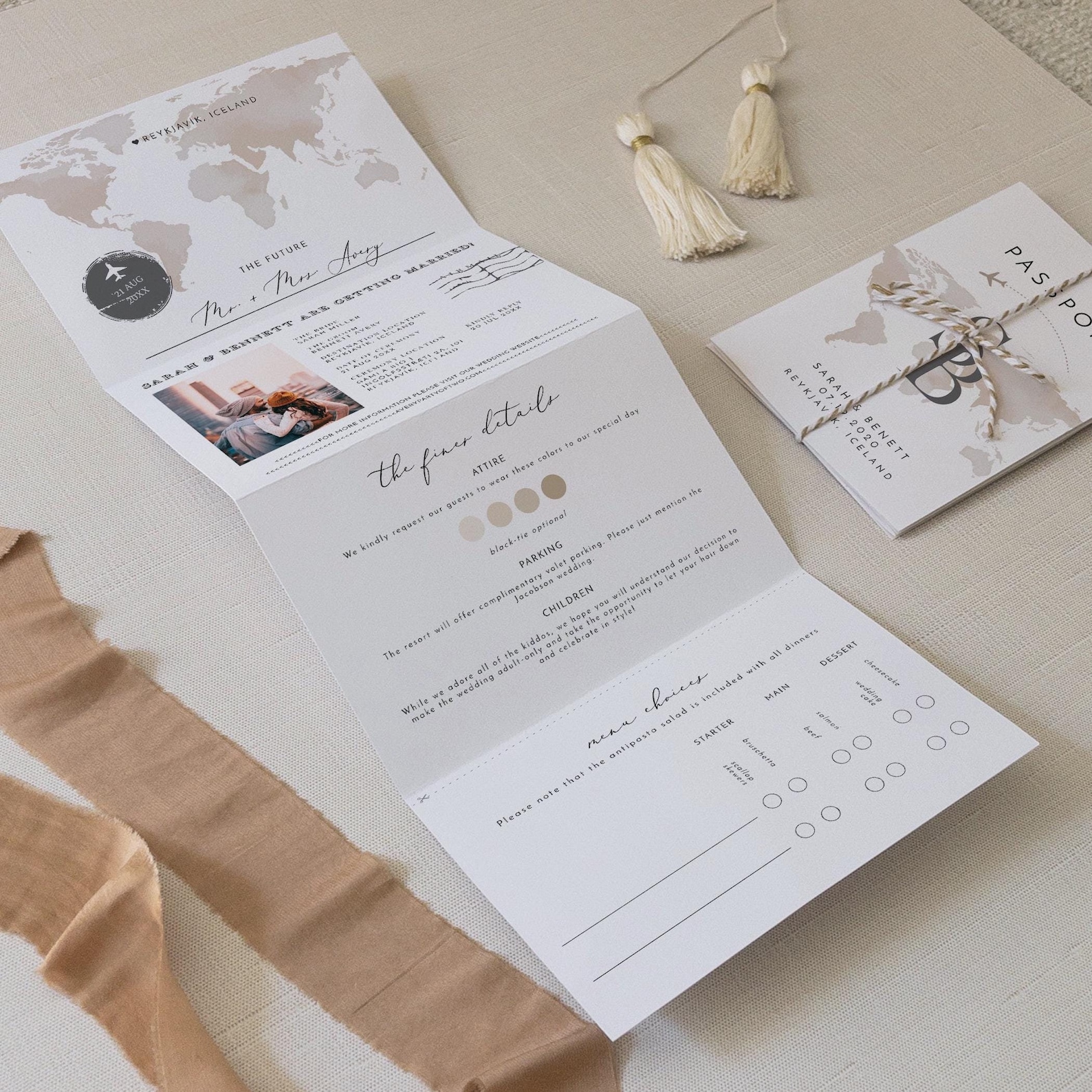 Concertina Wedding Invitation Template, Passport Accordion Wedding ...