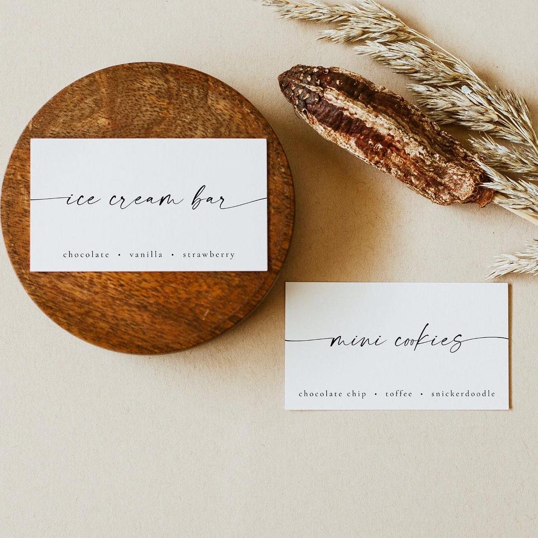 Minimalist Buffet Cards, Modern Buffet Card Template, Minimal Food ...