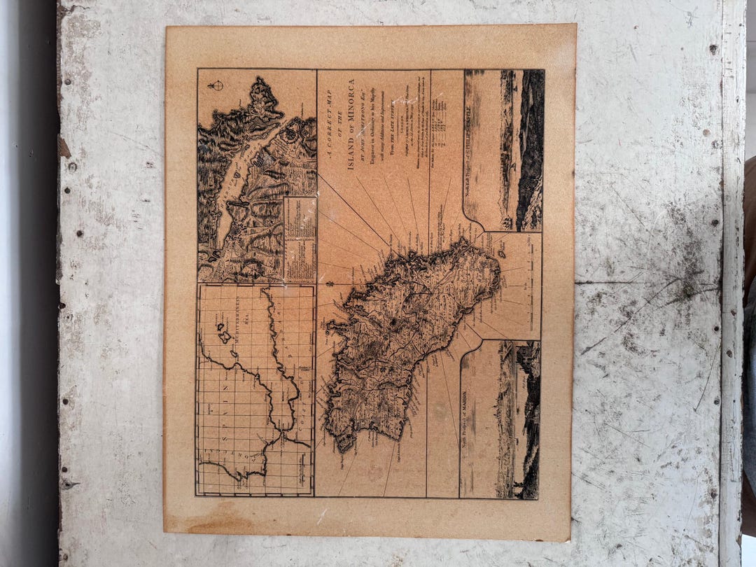 Antique Map of Island of Minorca - Etsy